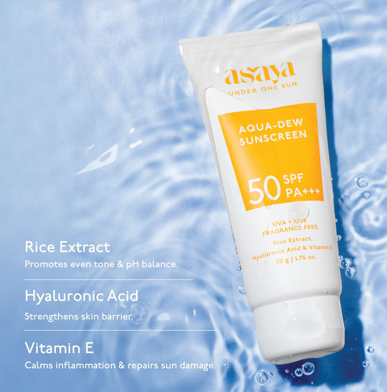 Aqua Sunscreen SPF 50 PA+++ with Rice Water, UVA and UVB – World of Asaya